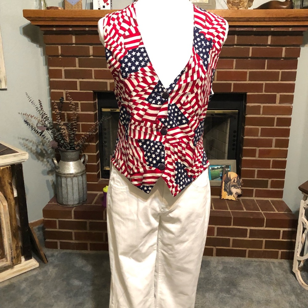 American Flag Vest With Navy Blue Keds With Flag Shoe… - Gem